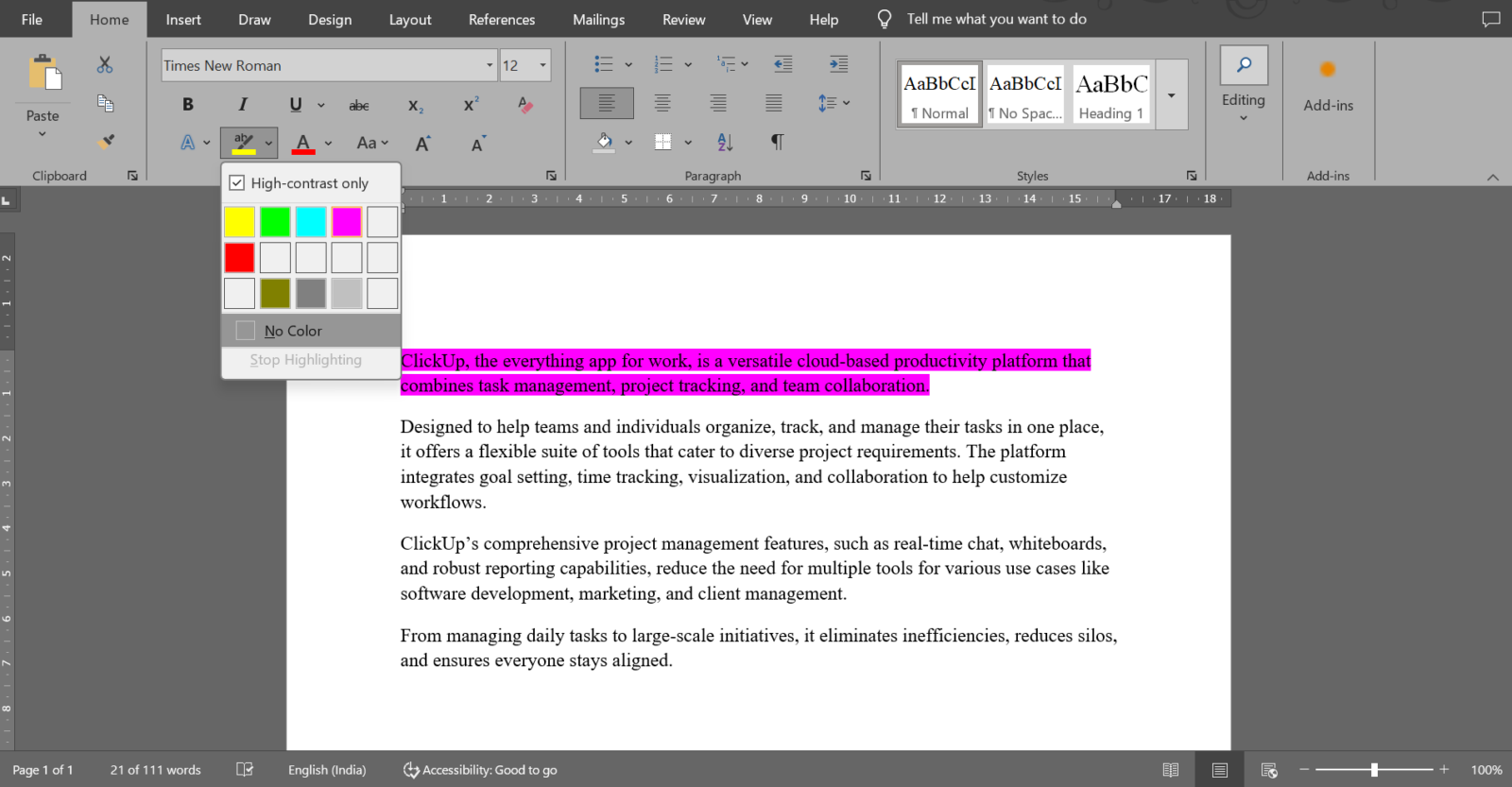 How to Highlight in Word for Better Document Clarity | ClickUp