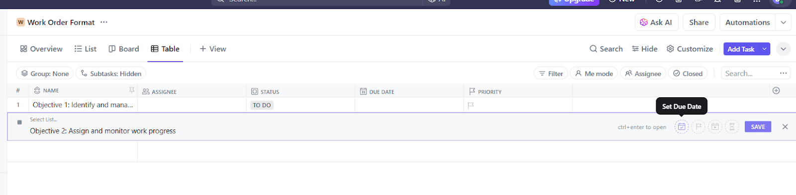 How to Create an Effective Work Order Format | ClickUp
