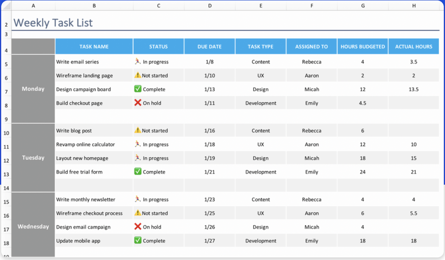 Free Excel Task Tracker Templates | ClickUp