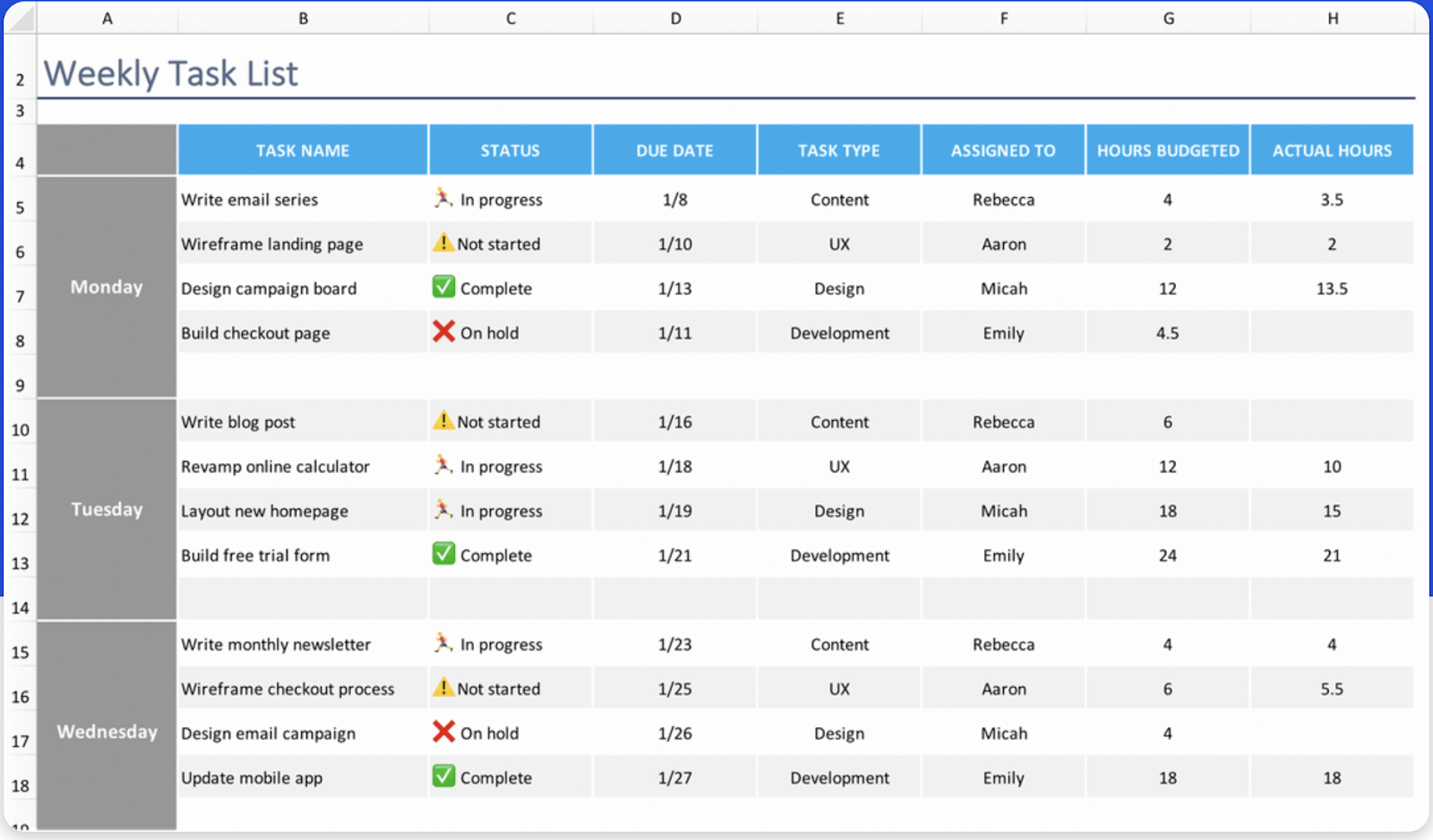 Free Excel Task Tracker Templates | ClickUp