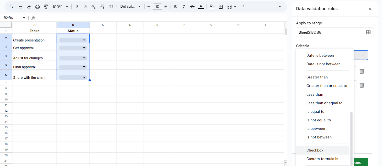 How to Insert a Checkbox in Google Sheets | ClickUp