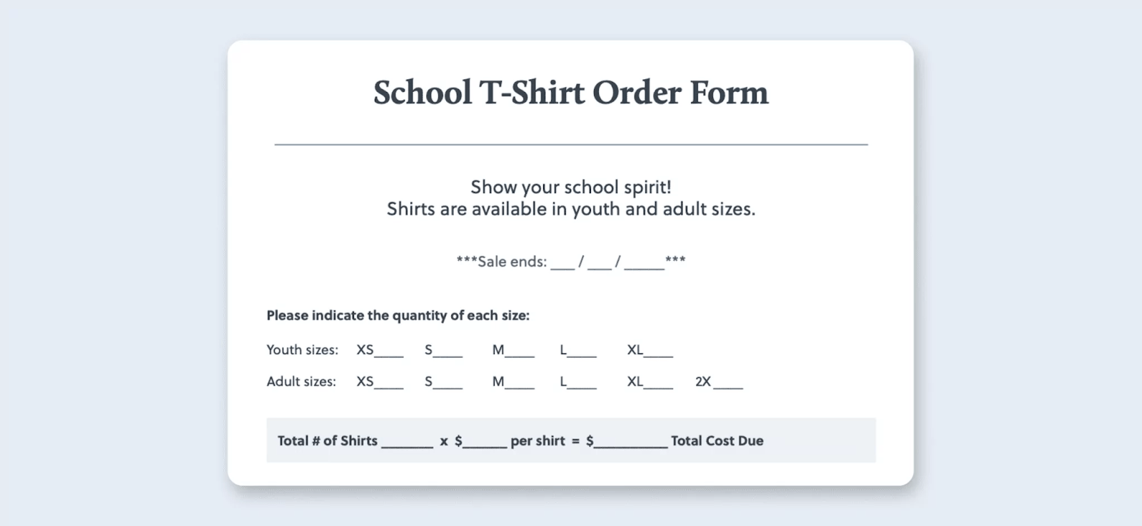 11 Free T-Shirt Order Form Templates | ClickUp