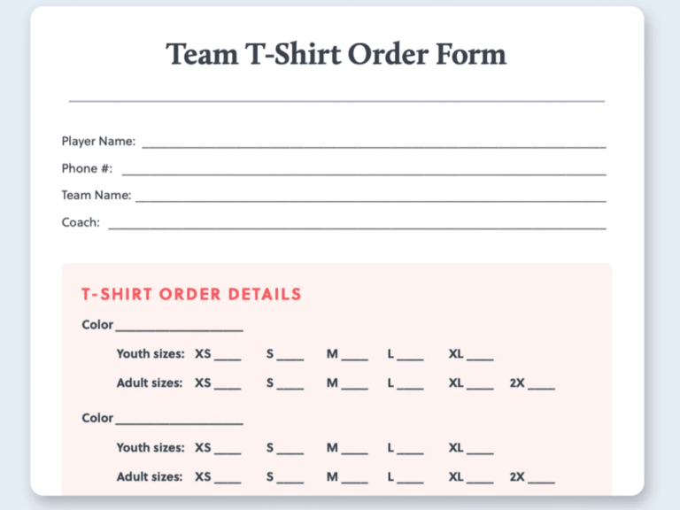 11 Free T-Shirt Order Form Templates | ClickUp
