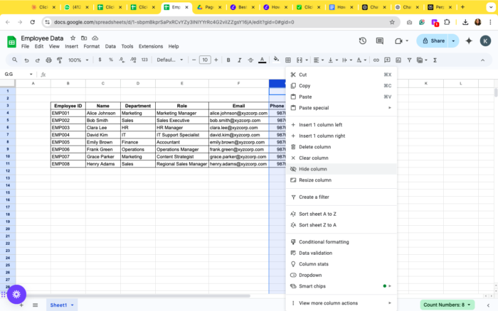How to Hide Columns in Google Sheets | ClickUp