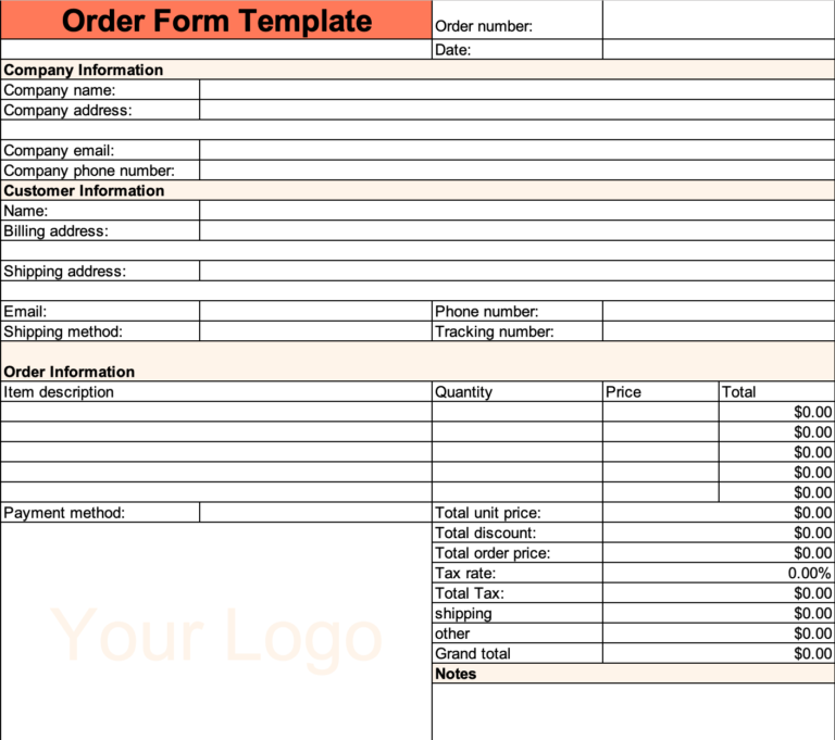 Free Excel Order Form Templates | ClickUp