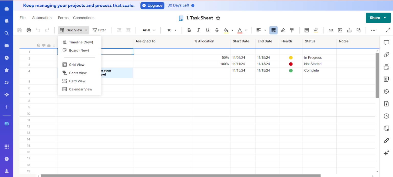 How to Use Smartsheet for Project Management | ClickUp
