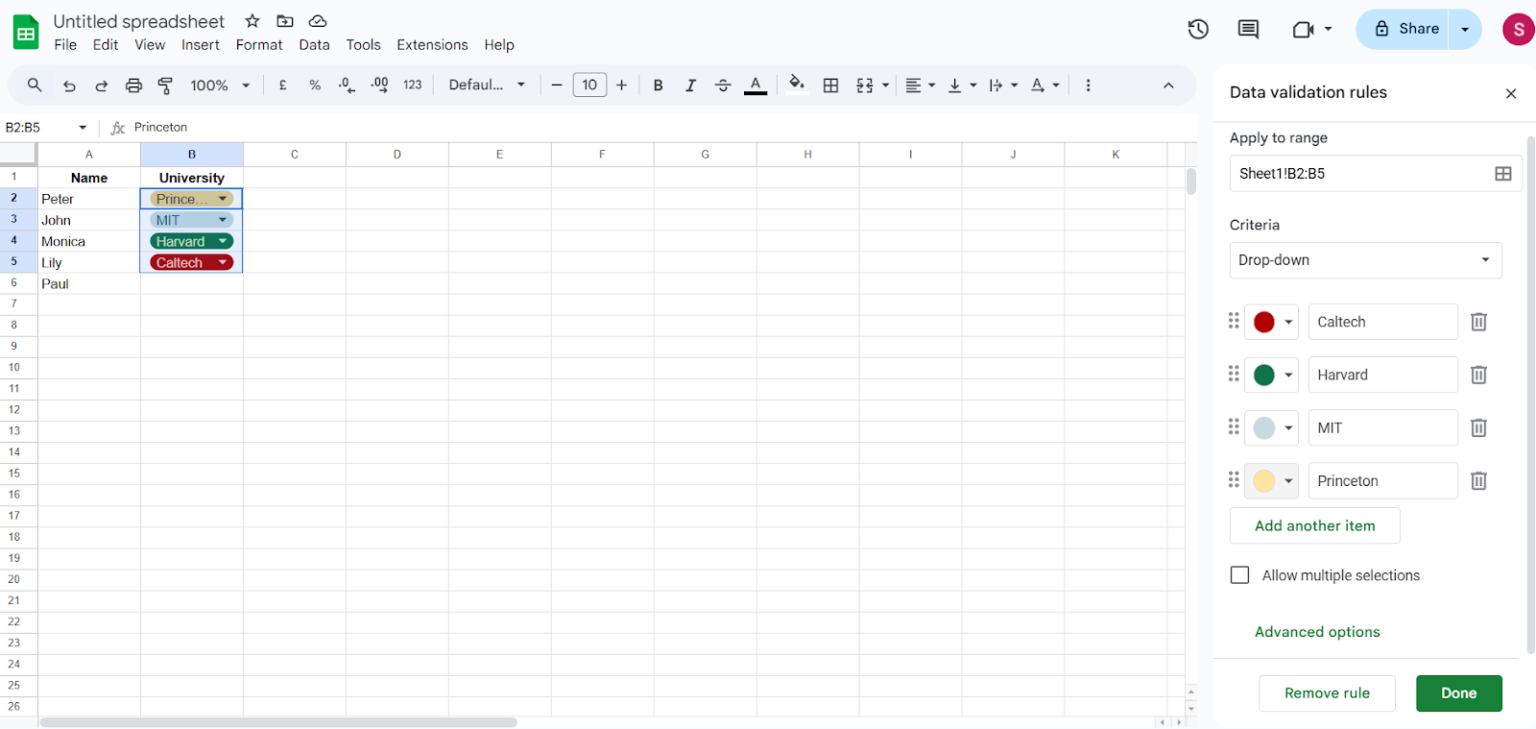 How to Add a Drop Down List in Google Sheets | ClickUp