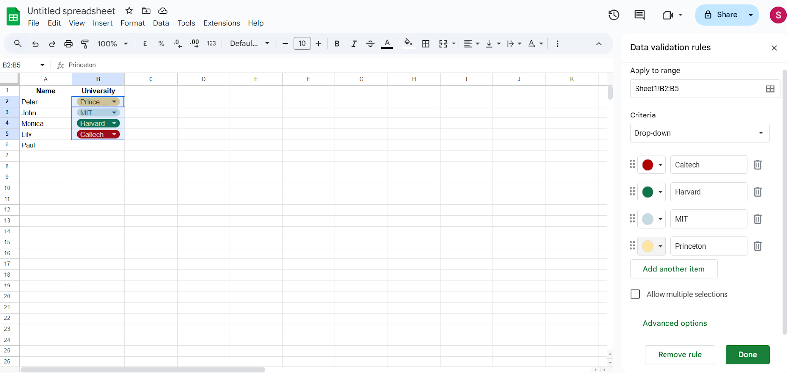How to Add a Drop Down List in Google Sheets | ClickUp