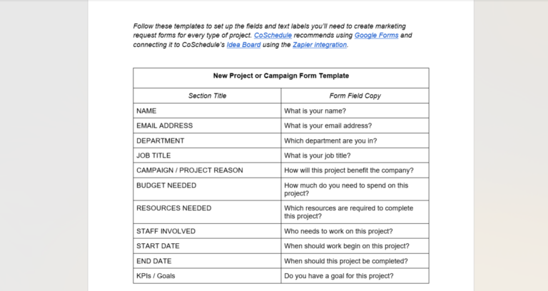 Free Creative Request Form Templates for Streamlined Projects