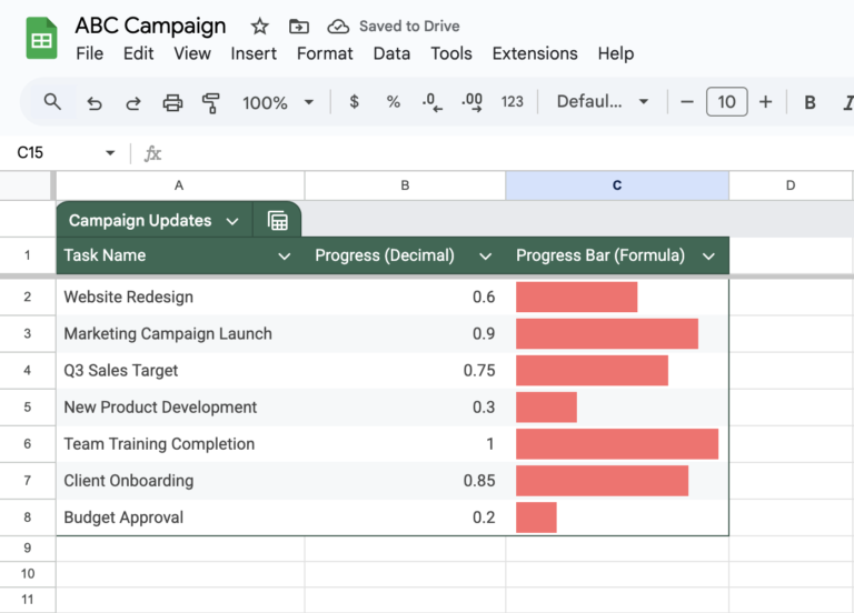 How to Make a Progress Bar in Google Sheets | ClickUp