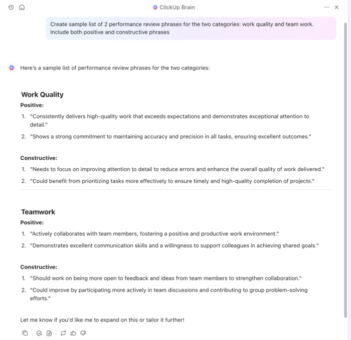 100 Performance Review Phrases for Employee Feedback