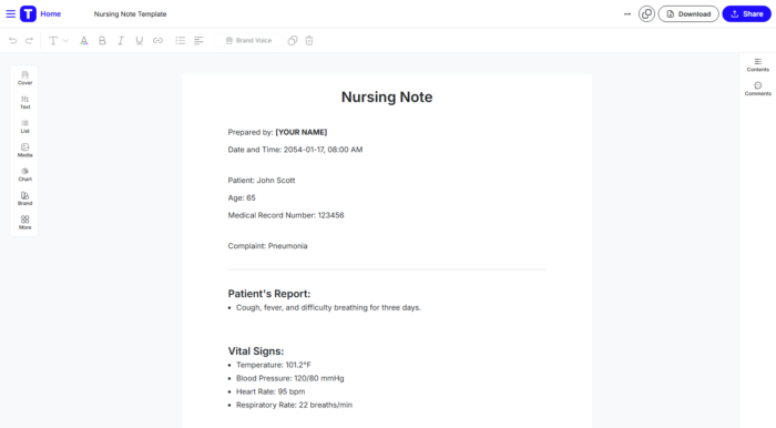Free Nursing Notes Template for Accurate Patient Documentation