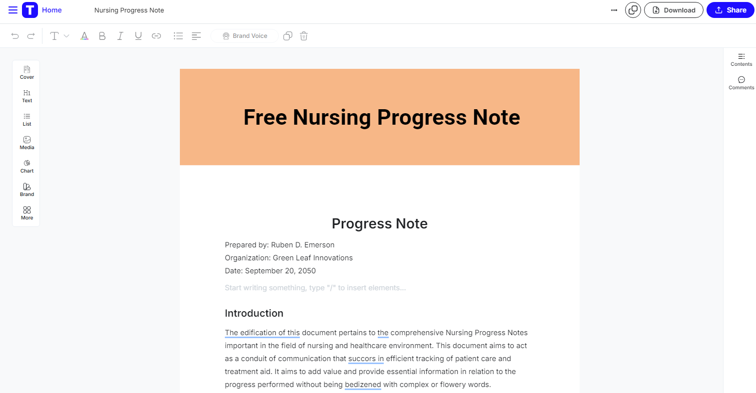 Free Nursing Notes Template for Accurate Patient Documentation