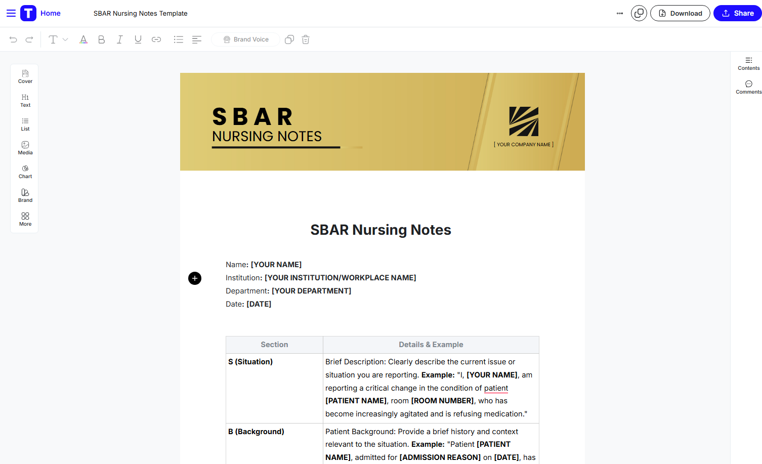 Free Nursing Notes Template for Accurate Patient Documentation