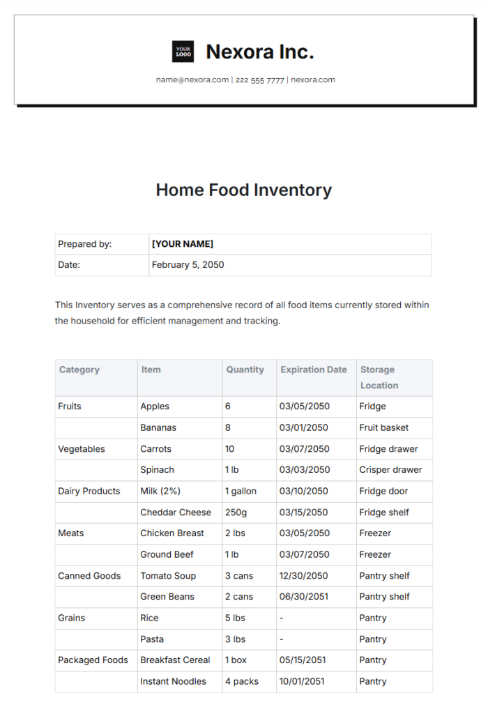 Free Food Inventory Templates to Organize and Track Supplies