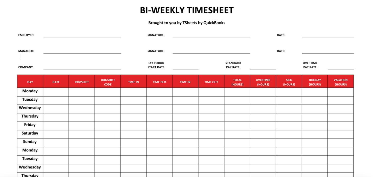 Free Bi-Weekly Timesheet Templates to Track Work Hours