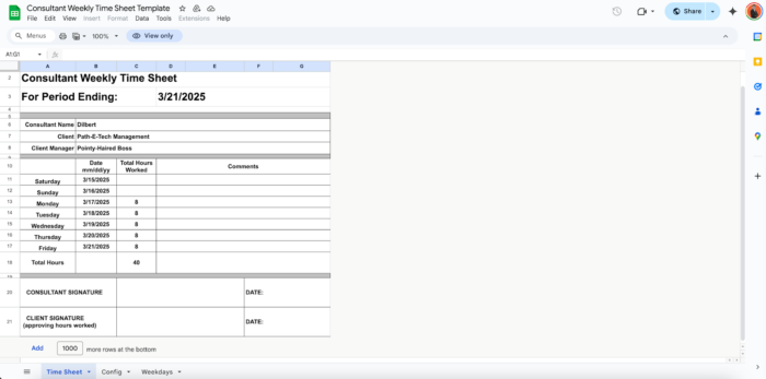Free Consultant Timesheet Templates to Track Billable Hours