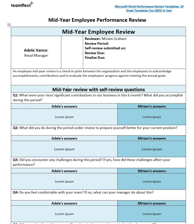Free Mid Year Review Templates to Track Performance