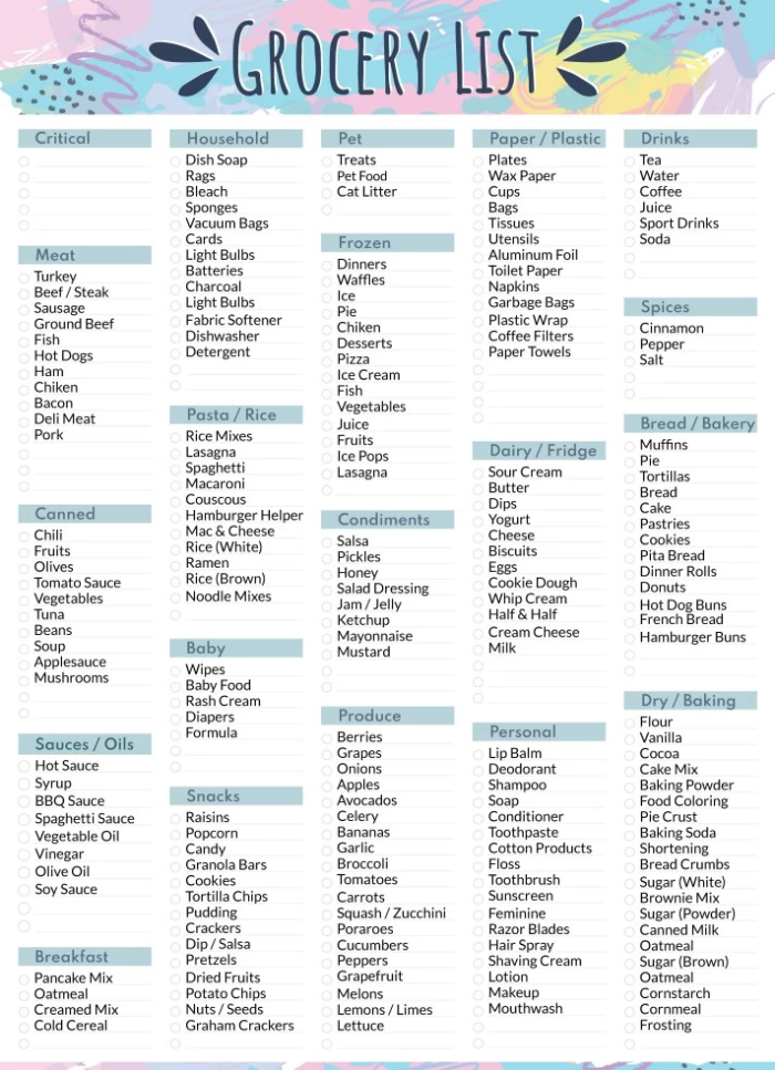 13 Free Grocery List Template Options for Easy Shopping