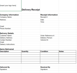 Free Delivery Receipt Templates for Accurate Order Tracking
