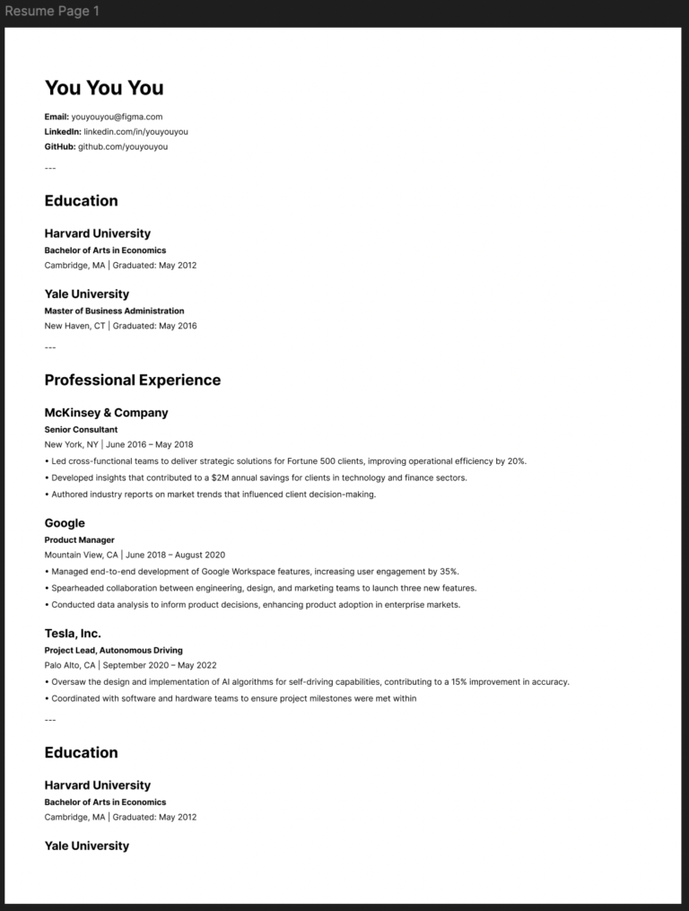 Free Figma Resume Templates to Design a Standout Resume