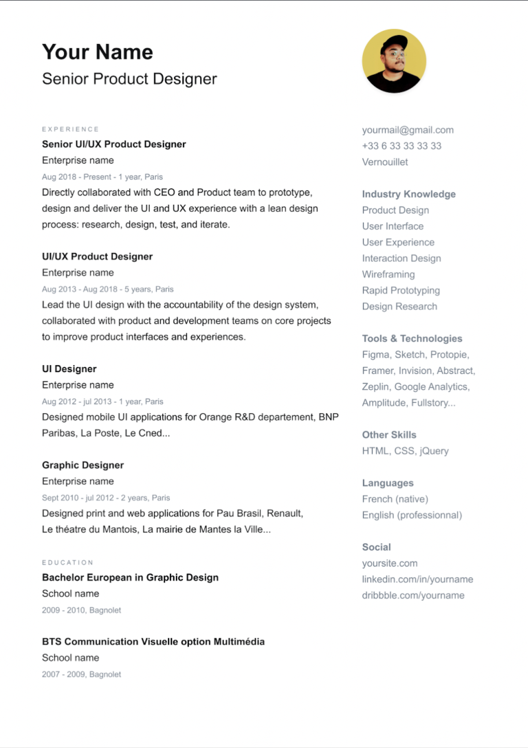 Free Figma Resume Templates to Design a Standout Resume