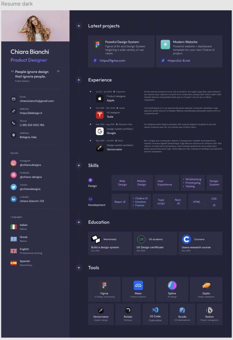Free Figma Resume Templates to Design a Standout Resume