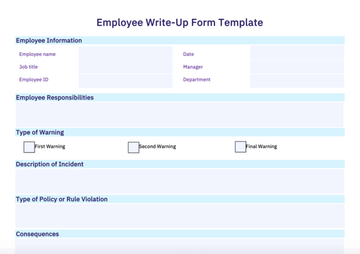 Free Employee Write Up Templates for HR and Managers