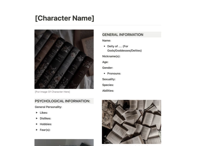 Free Character Sheet Templates for Writers & Game Designers