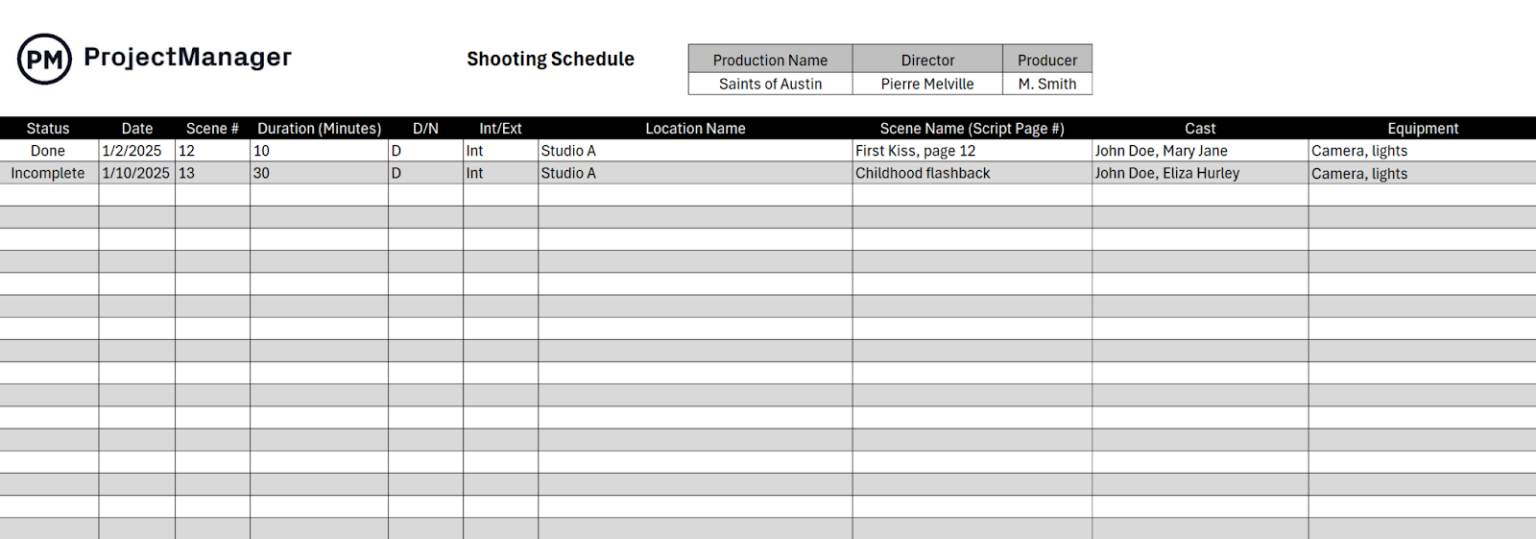 Free Shooting Schedule Templates to Plan Film Production