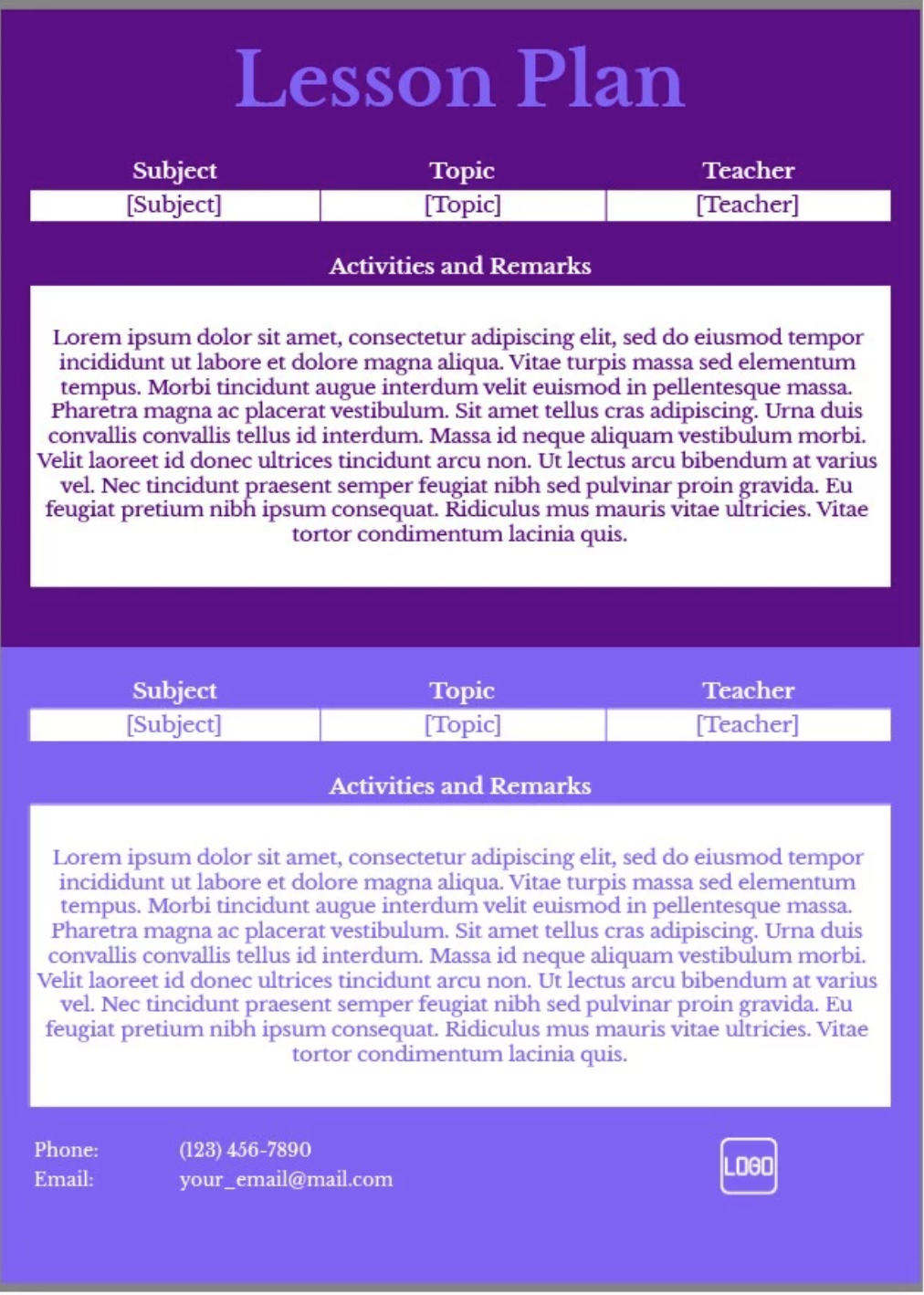 Free Google Sheets Lesson Plan Templates for Educators
