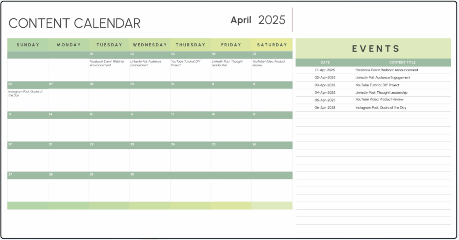 15 Free Content Calendar Templates for Social Media