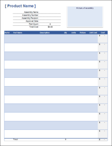 Free Bill of Materials Template for Manufacturing & Inventory