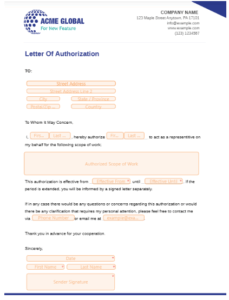 Modello di lettera di autorizzazione gratis per qualsiasi uso