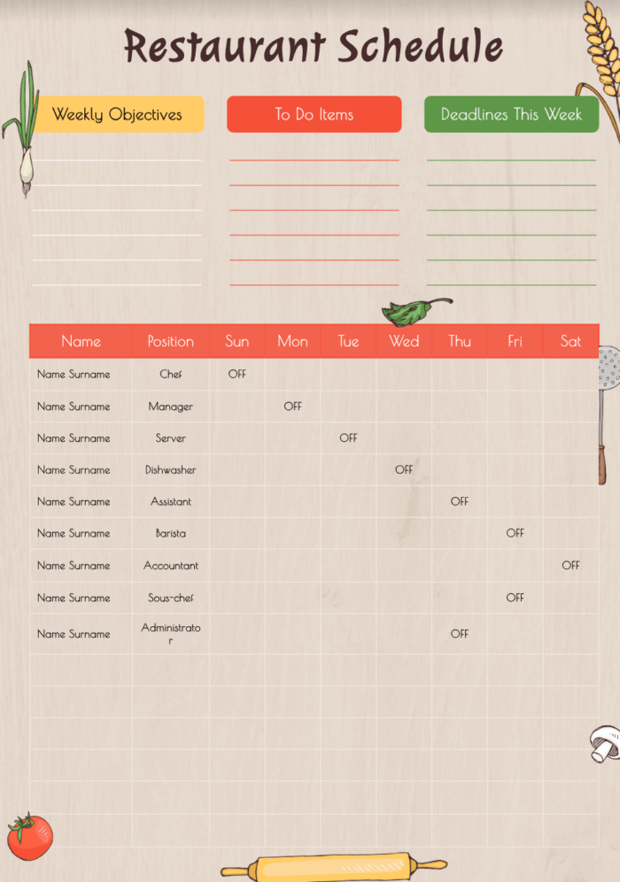 Free Restaurant Schedule Templates to Streamline Staff Planning