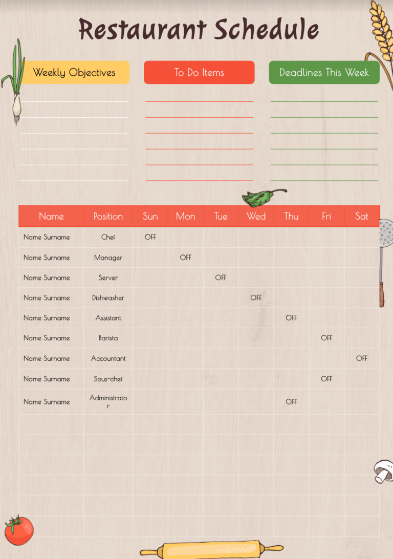 Free Restaurant Schedule Templates to Streamline Staff Planning