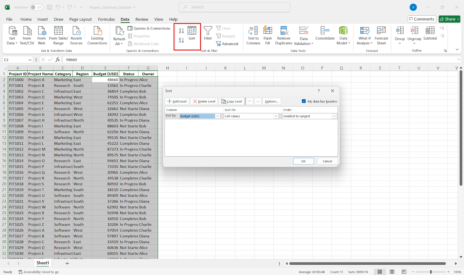 How to Create a Summary Report in Excel for Project Data