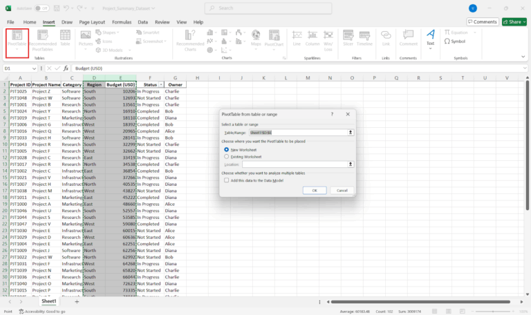 How to Create a Summary Report in Excel for Project Data