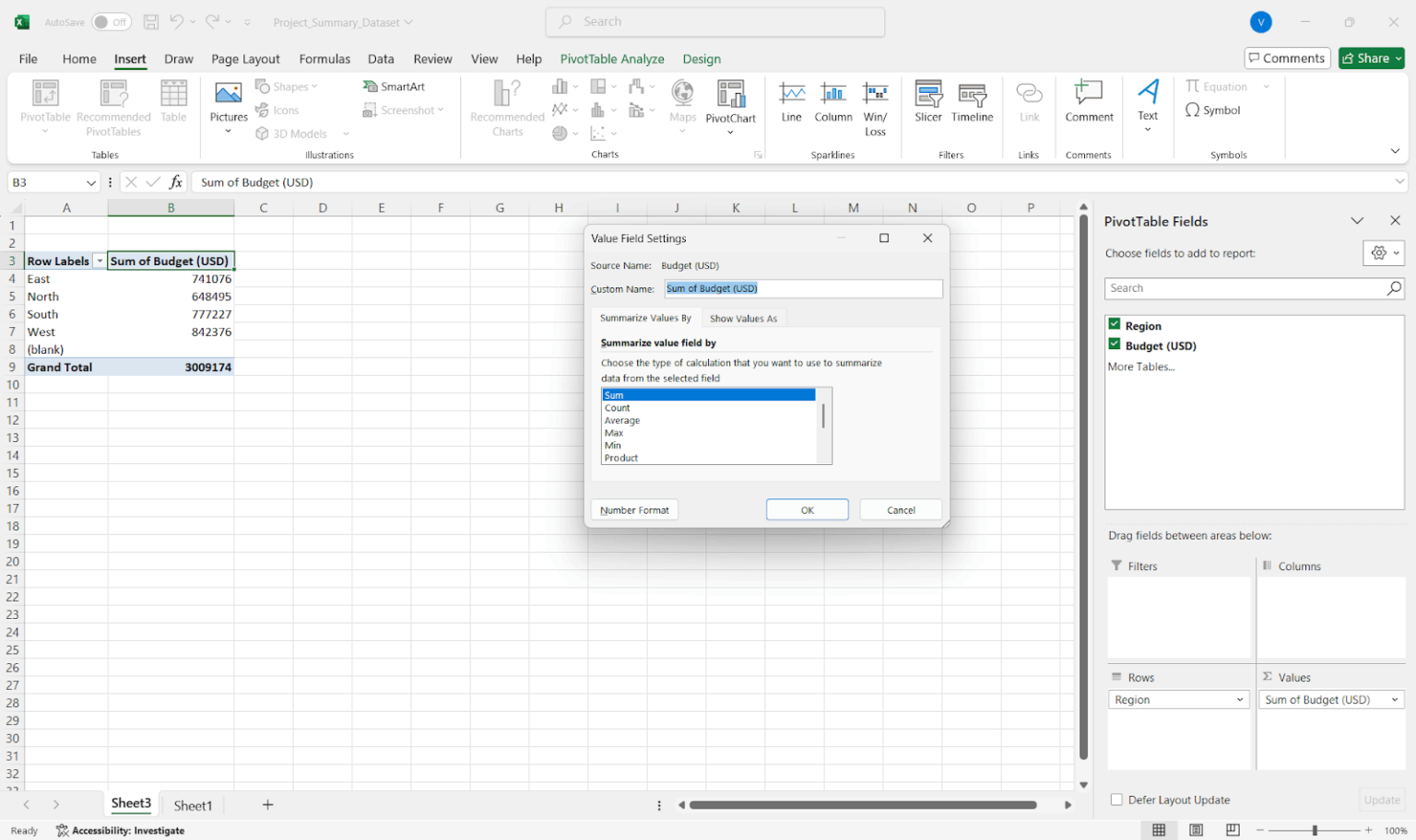 How to Create a Summary Report in Excel for Project Data