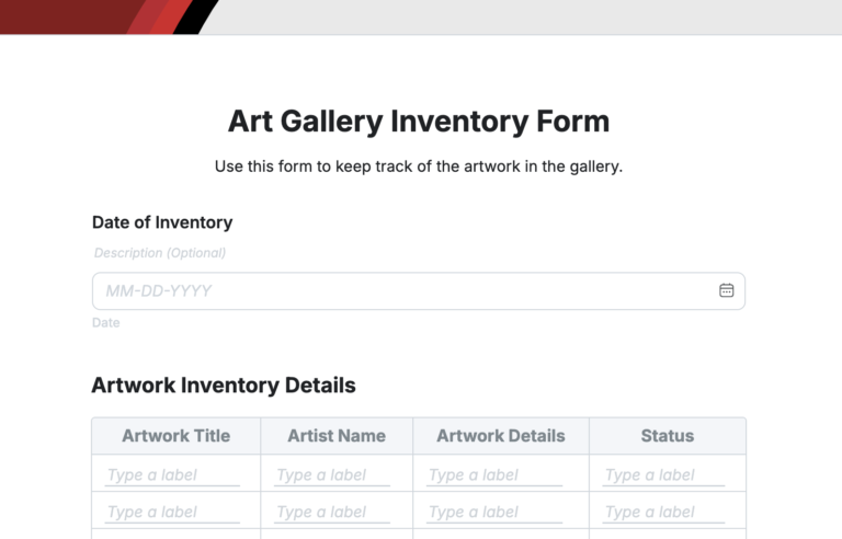 Free Art Inventory Templates to Catalog and Manage Your Catalog