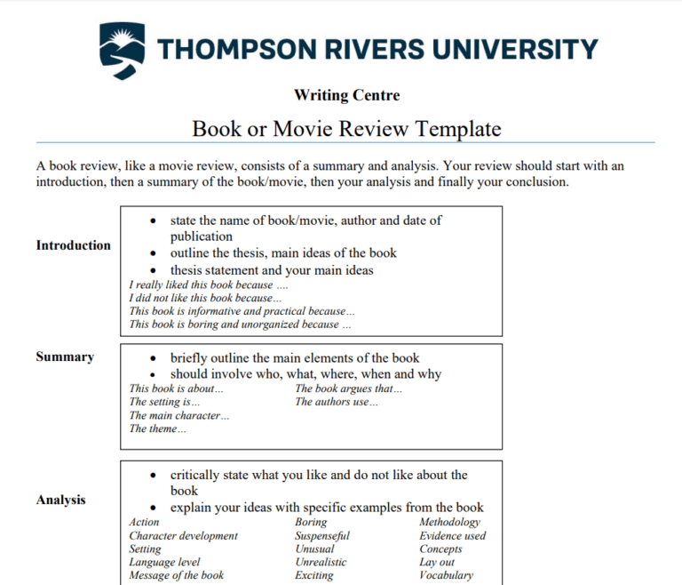 Free Book Review Templates for Writing Insightful Reviews