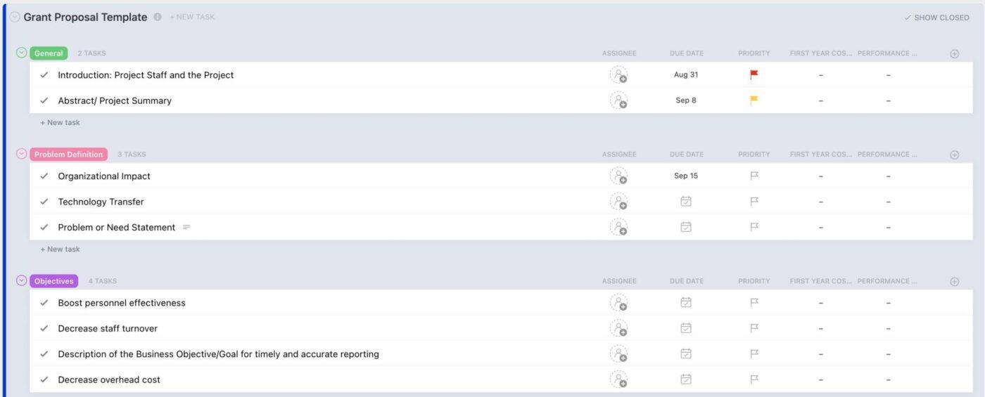 Free Grant Proposal Templates for Nonprofits | ClickUp