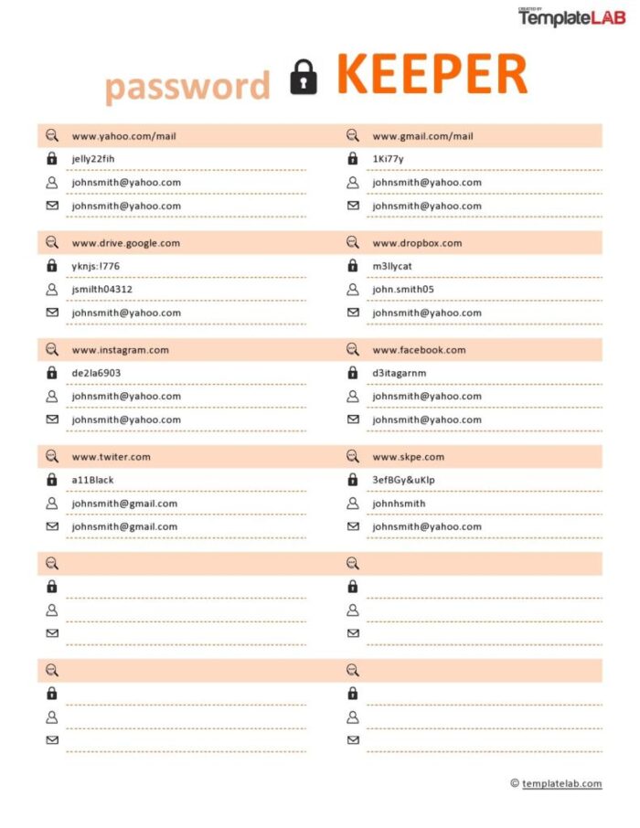 Free Username and Password Templates to Stay Organized