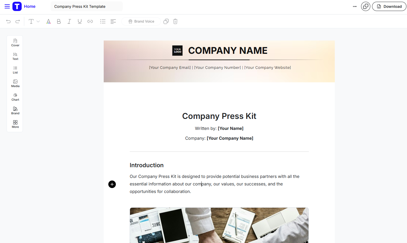 Press Kit Template to Create Media-Ready Brand Assets in Minutes