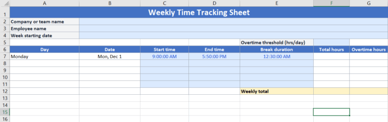 How to Create a Timesheet in Excel to Track Time (+Templates)