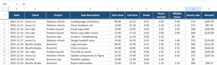 How to Create a Timesheet in Excel to Track Time (+Templates)