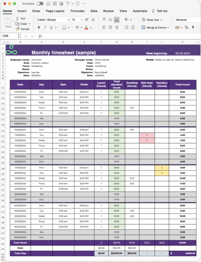How to Create a Timesheet in Excel to Track Time (+Templates)