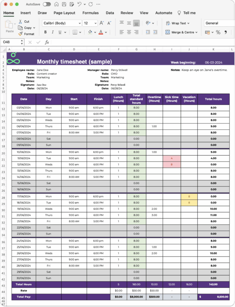 How to Create a Timesheet in Excel to Track Time (+Templates)