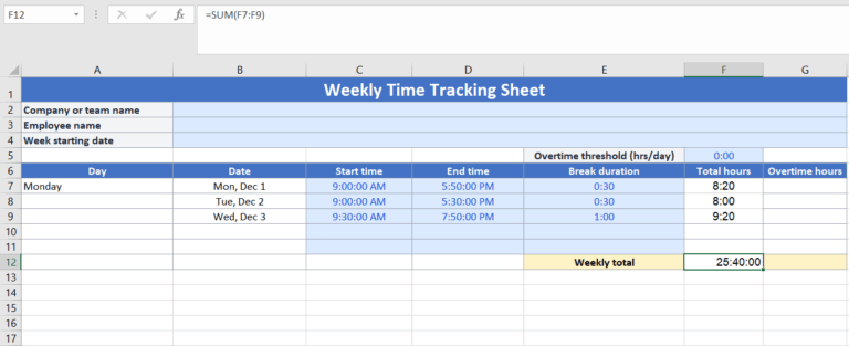 How to Create a Timesheet in Excel to Track Time (+Templates)