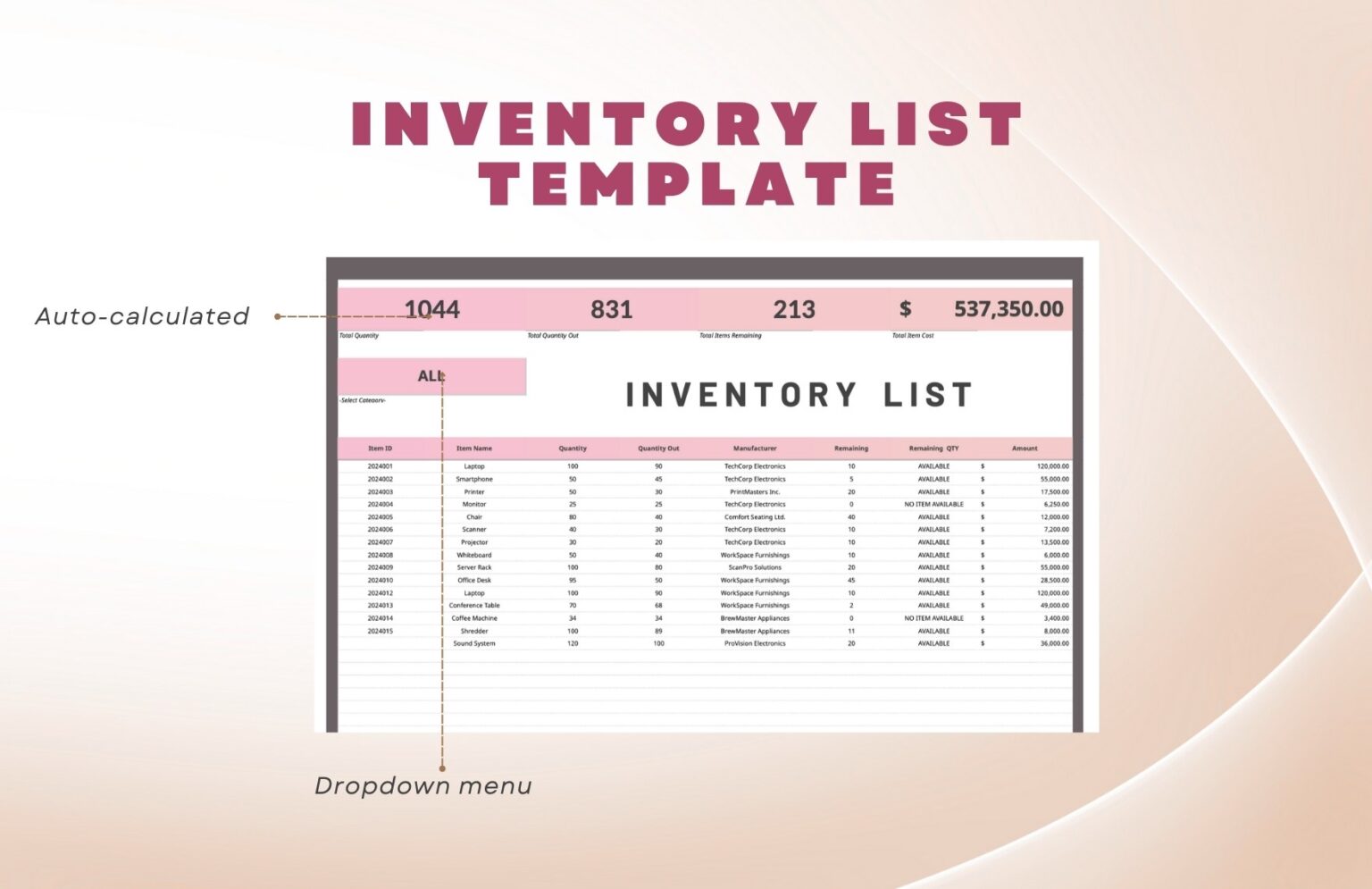 15 plantillas gratuitas para el inventario diario en Excel y ClickUp